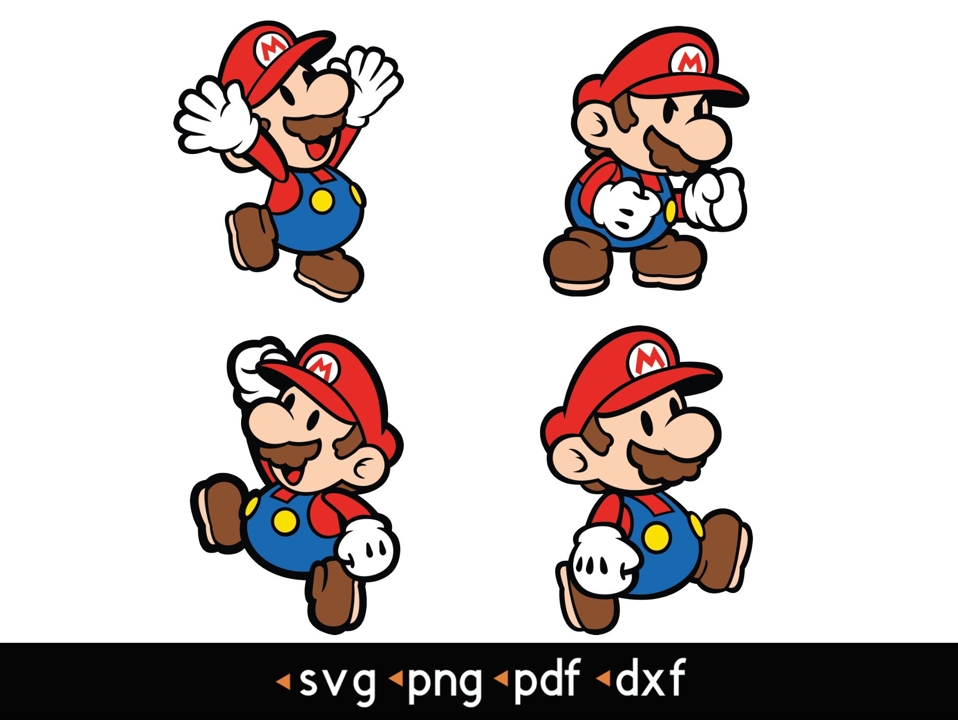 4 piezas de papel en capas Mario Pack- svg, png, pdf, dxf - Etsy España