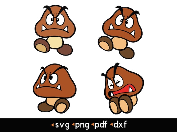 4 Pcs Layered Goomba Pack Svg Png Pdf Dxf | Etsy