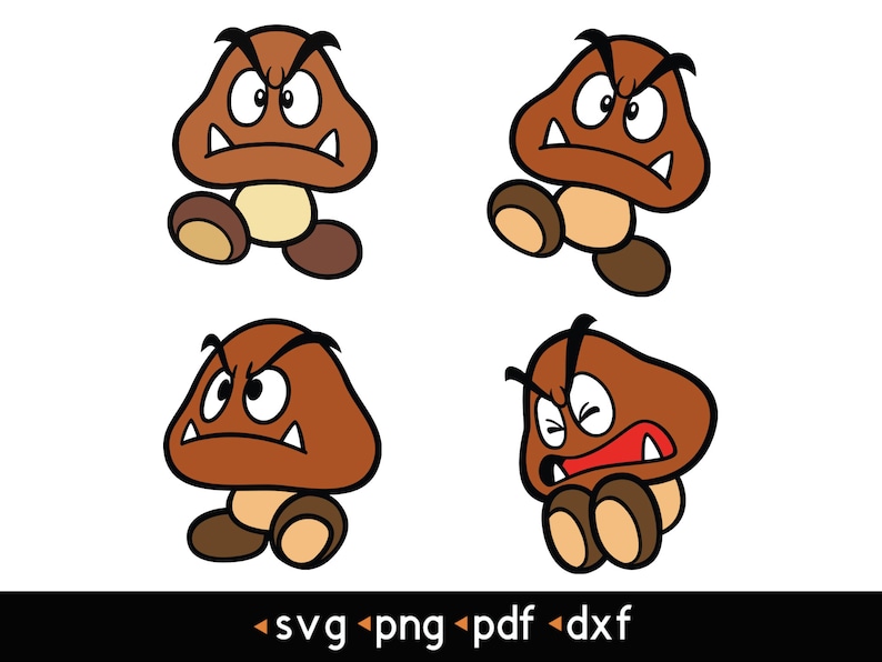 4 Pcs Layered Goomba Pack Svg Png Pdf Dxf - Etsy