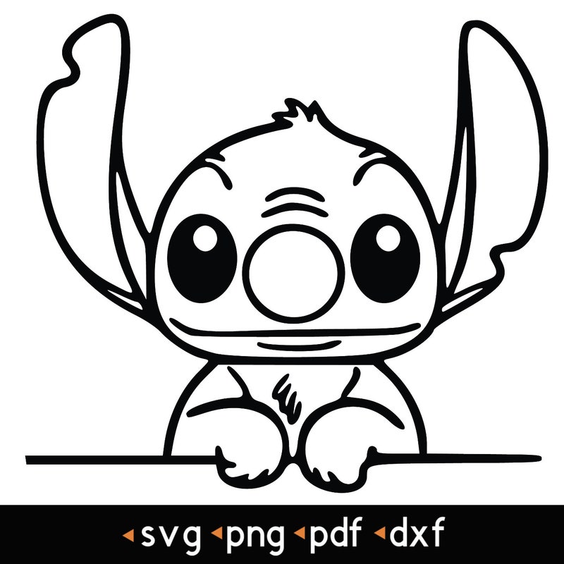 Stitch Black and White Svg - Etsy