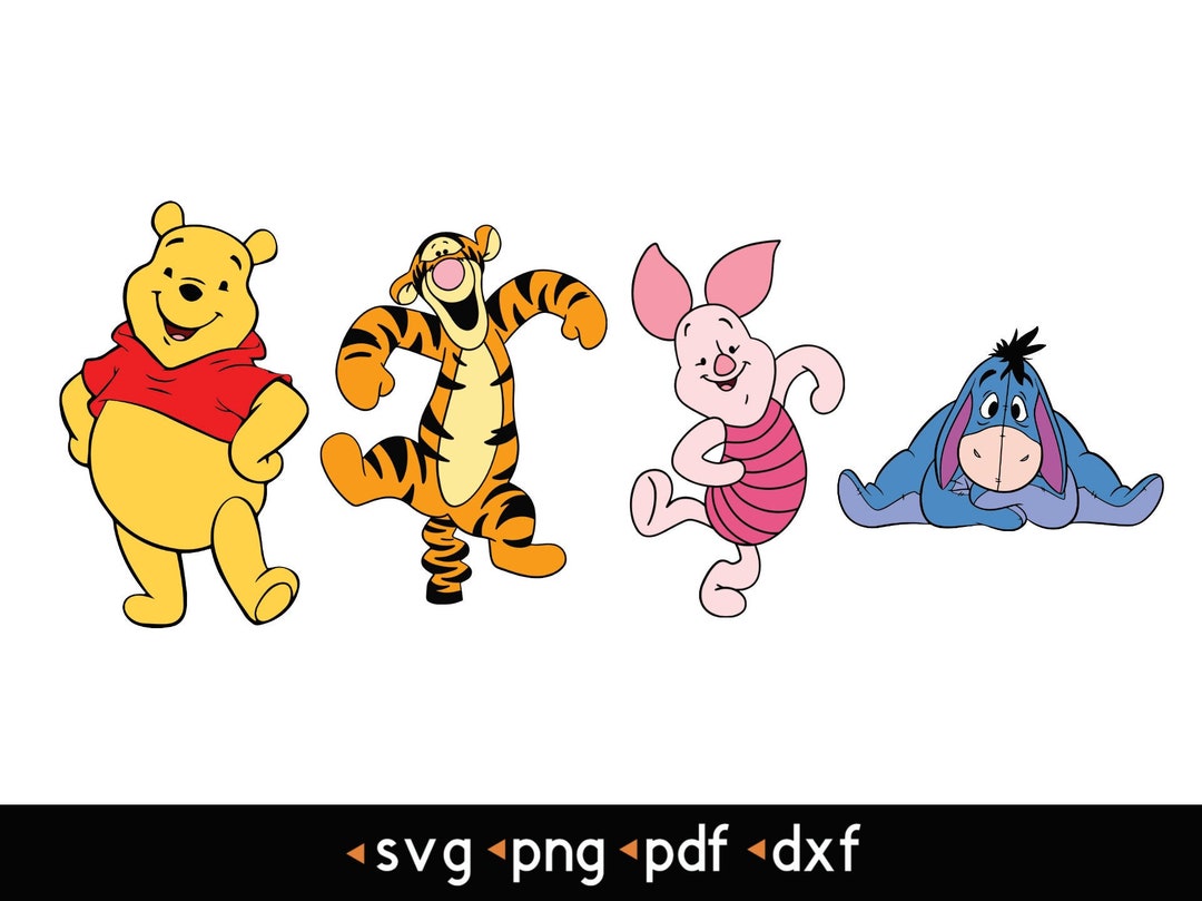 4 Pcs Layered Winnie and Friends Pack- Svg, Png, Pdf, Dxf - Etsy
