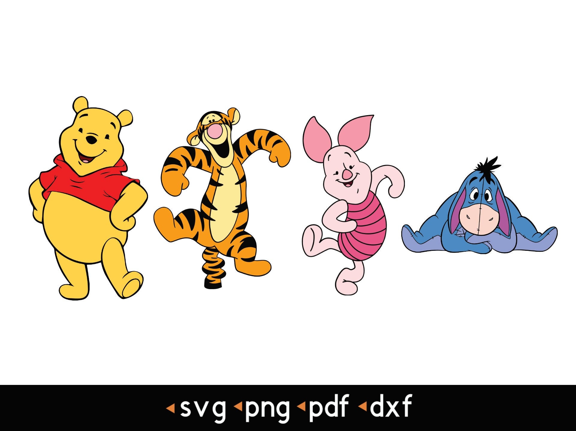 4 Pcs Layered Winnie and Friends Pack- Svg, Png, Pdf, Dxf - Etsy