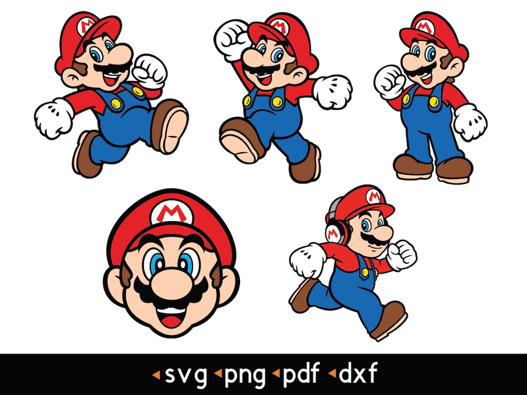 5 Pcs Layered Mario Pack- Svg, Png, Pdf, Dxf - Etsy