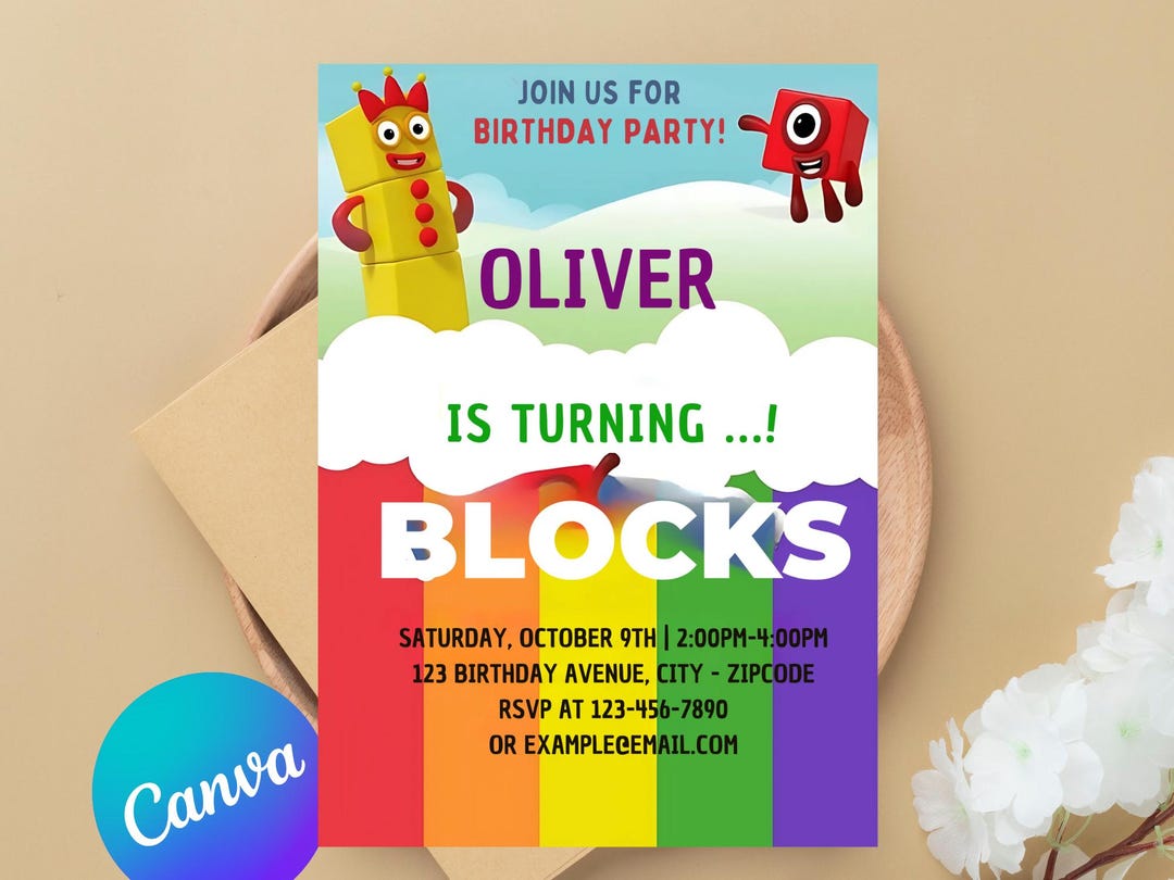 Building Blocks Birthday Invitation Template, Building Blocks ...