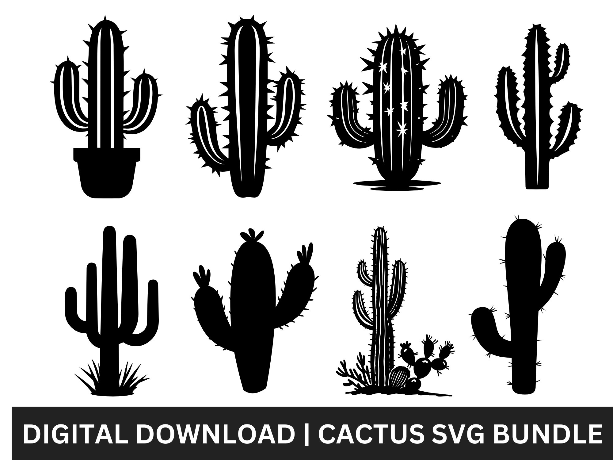 Cactus Collection SVG, Cacti Clipart Bundle, Succulent Flower Plant ...