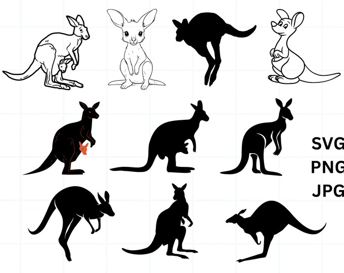 Kangaroo SVG Bundle, Cute Kangaroo Svg, Baby Kangaroo Svg Bundle ...