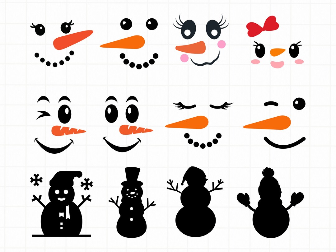 Snowman Faces SVG | Snowman SVG | Snowman Clipart| Christmas Svg ...