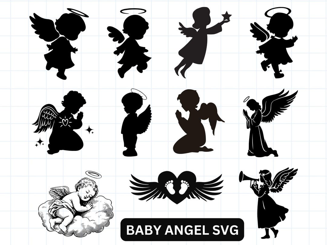 Angel Svg Bundle, Baby Angel Svg, Guardian Angel Svg, Angle Child Svg ...