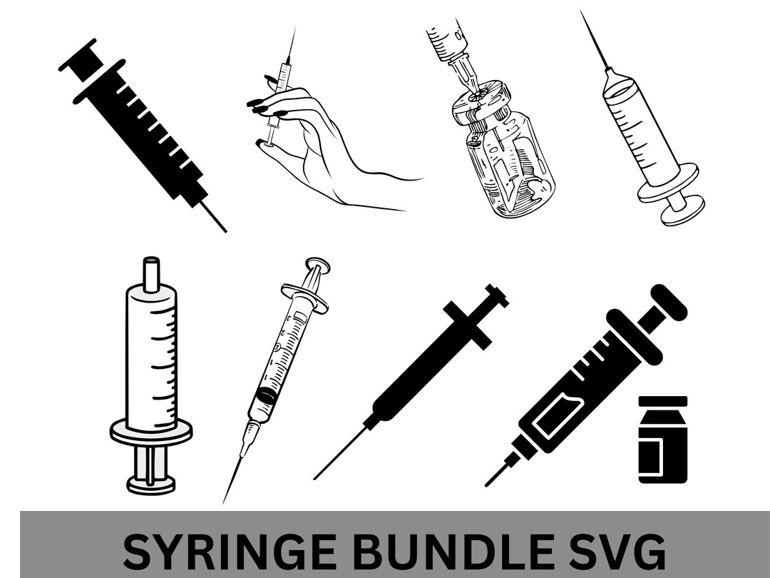 Syringe Svg Bundle, Svg Files for Cricut, Medicine Clipart, Syringe PNG ...