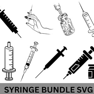 Syringe Svg Bundle, Svg Files for Cricut, Medicine Clipart, Syringe PNG ...