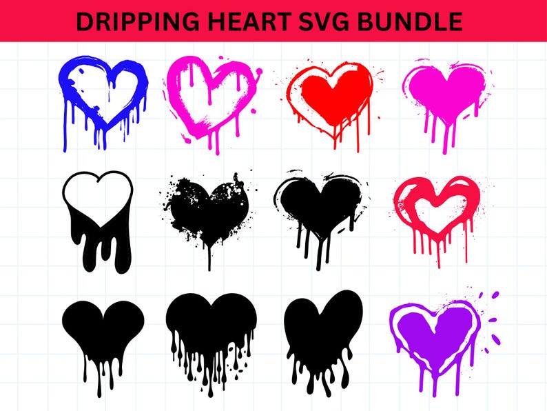 Dripping Heart SVG, Love SVG, Hearts Svg, Melting Heart SVG, Black ...