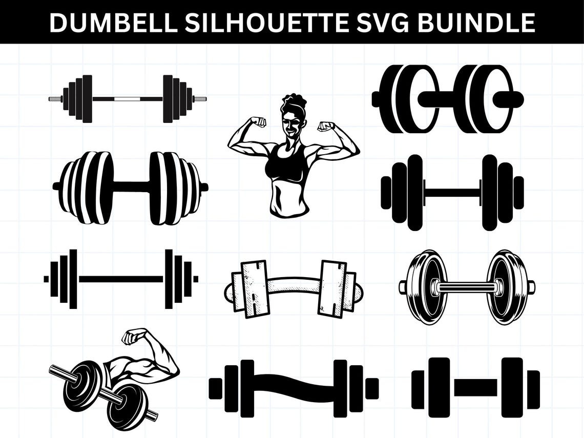 Dumbbell SVG Bundle, Fitness Svg, Dumbbell Cricut, Weight Svg, Barbell ...