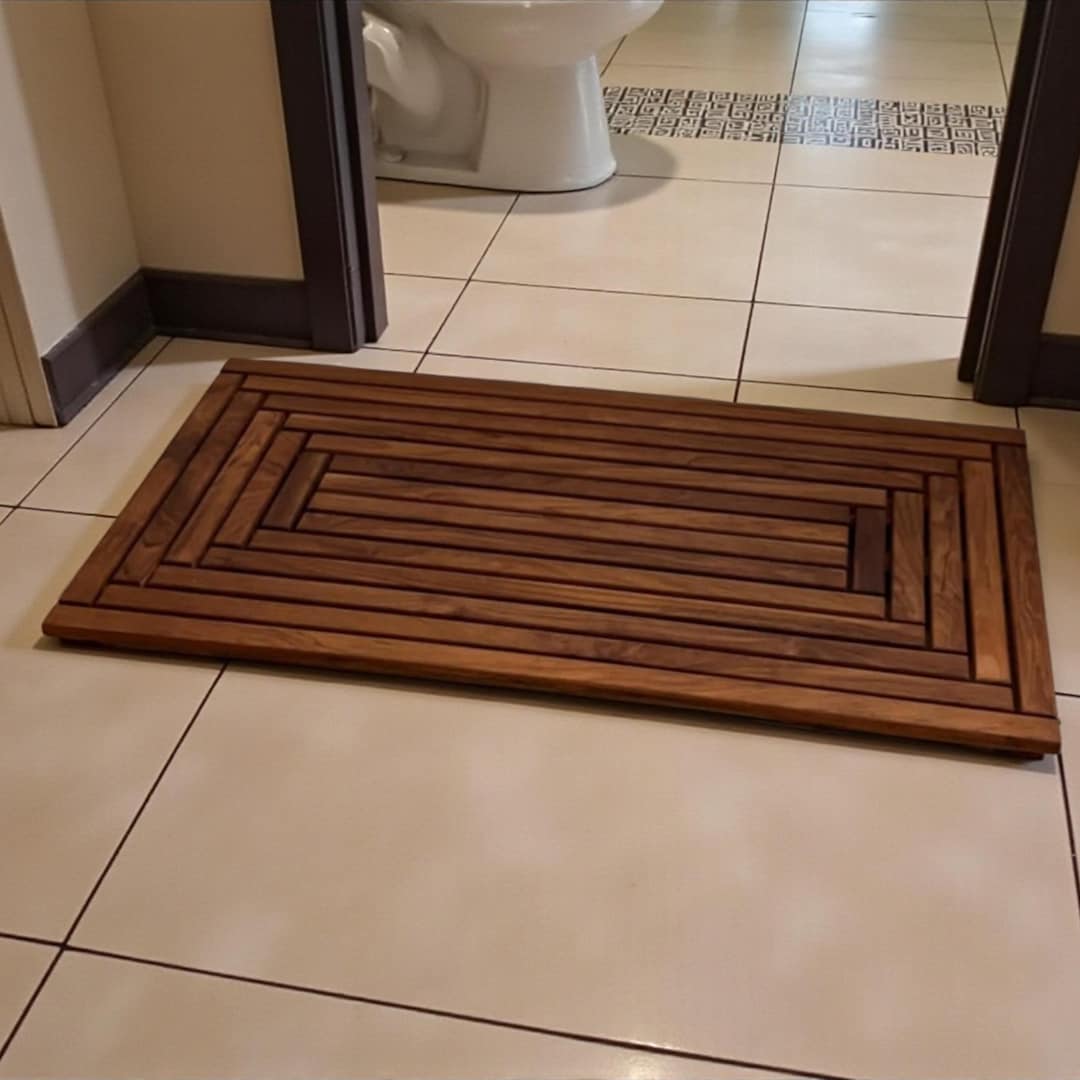 Handmade Teak Wood Shower Mat, Non-slip Spa Bath Mat - Etsy