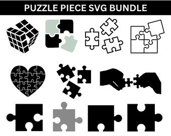 Puzzle Svg, Jigsaw Svg, Puzzle Pieces Bundle, Heart Puzzle Svg, Heart ...