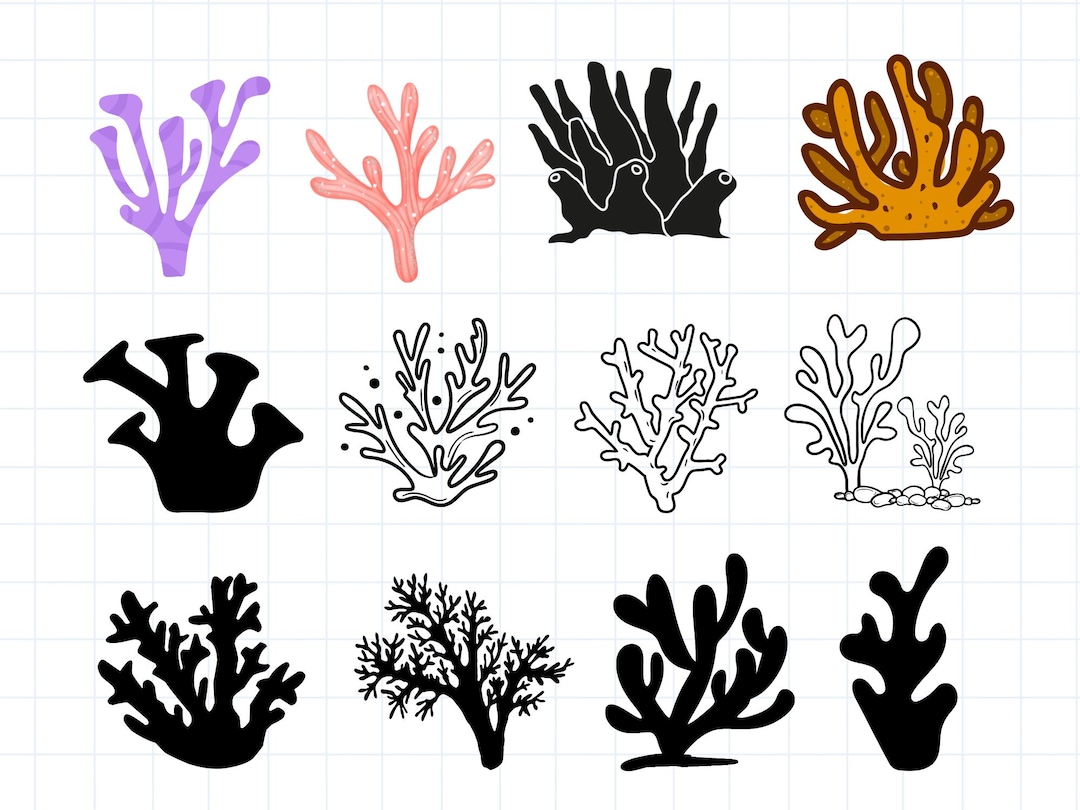 Coral SVG Bundle, Coral Clipart, Coral Silhouette, Seaweed Svg, Coral ...