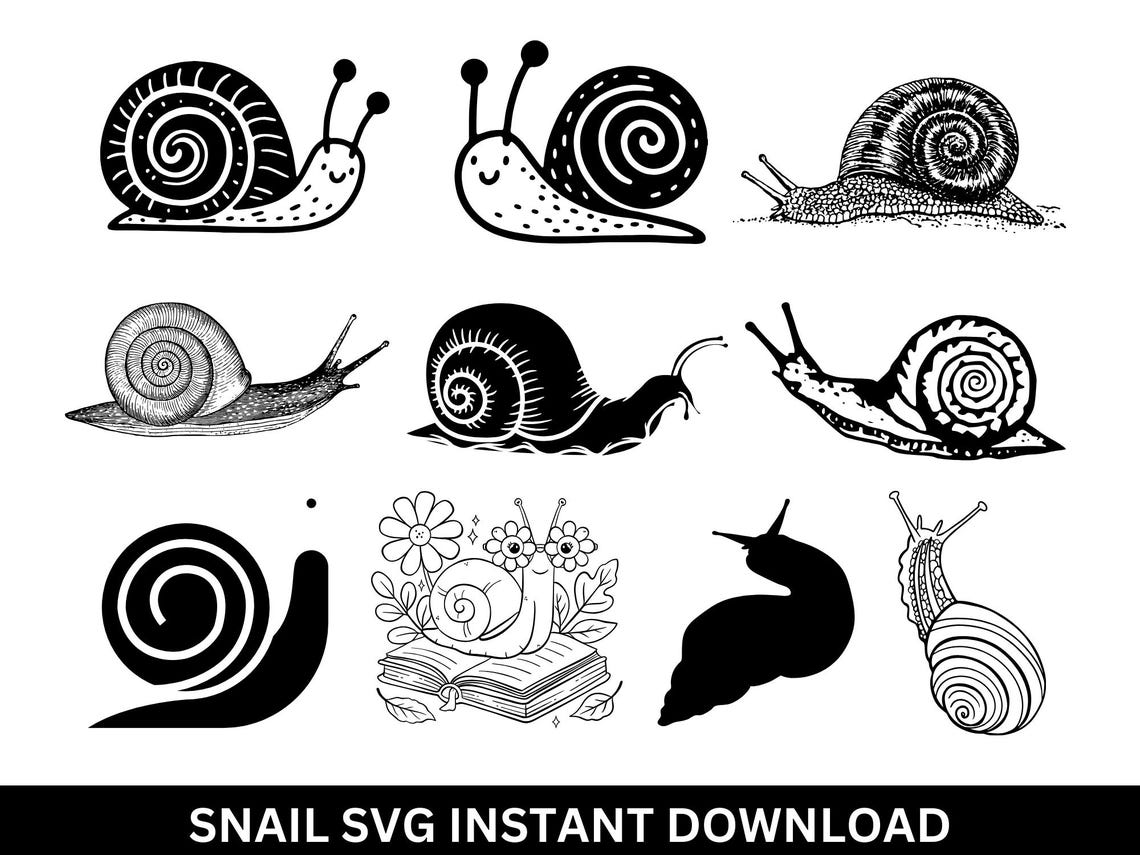 Snail SVG, Snail SVG Bundle, Snail Clipart, Snail DXF, Snail Vector ...