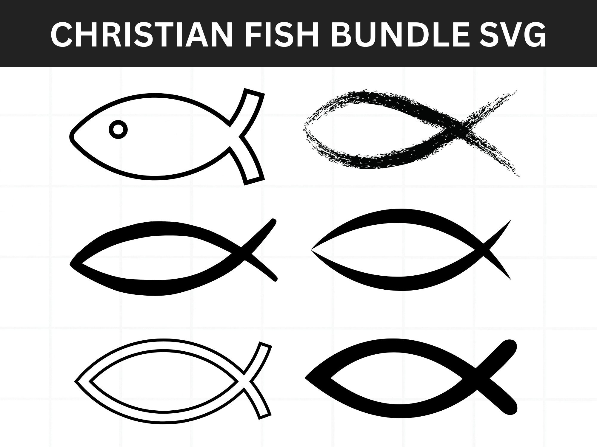 Christian Fish Svg Bundle, Jesus Fish Svg, Ichthys Svg, Religious Fish ...