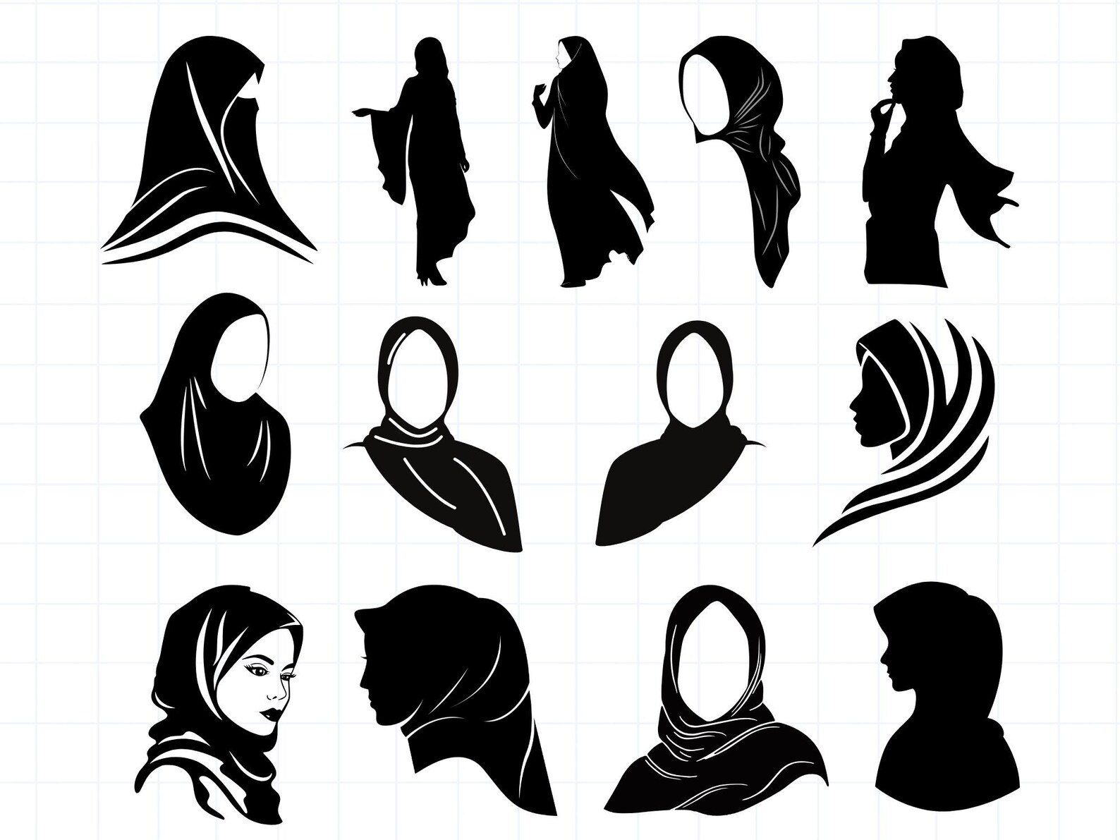 Hijab SVG Bundle, Svg Files for Cricut, Hijab PNG, Hijab Clipart ...