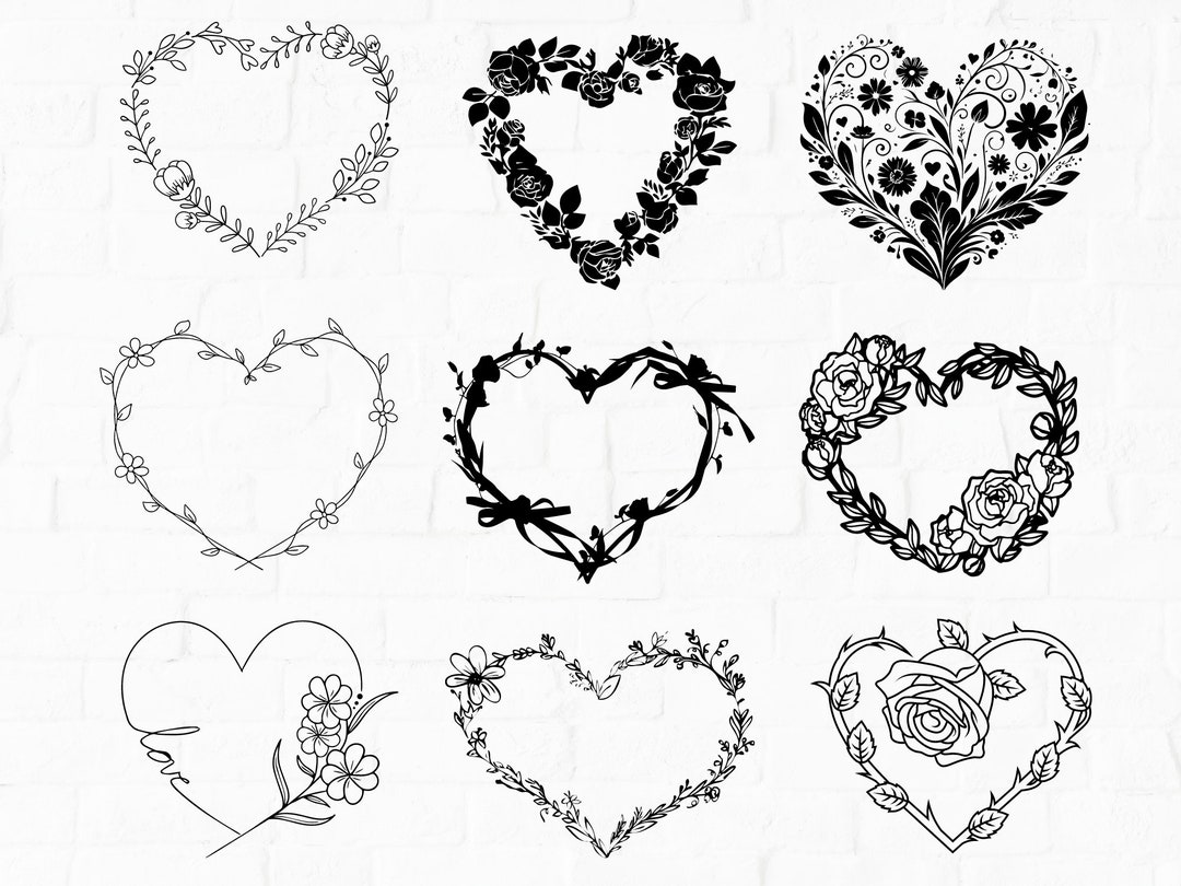 Flower Heart SVG\ Floral Heart SVG\ Flower Svg\ Floral Svg\ Heart Svg ...
