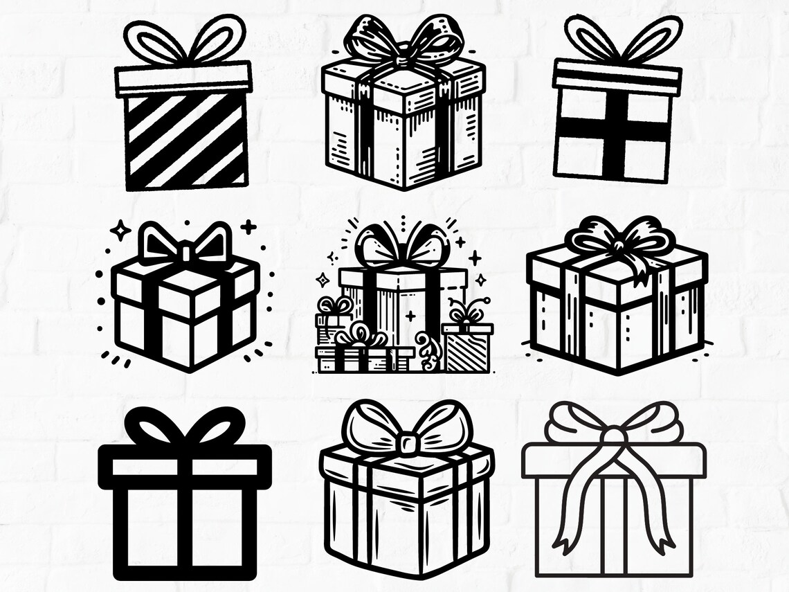 Gift Box SVG Bundle, Gift Box PNG Bundle, Gift Box Clipart, Present SVG ...