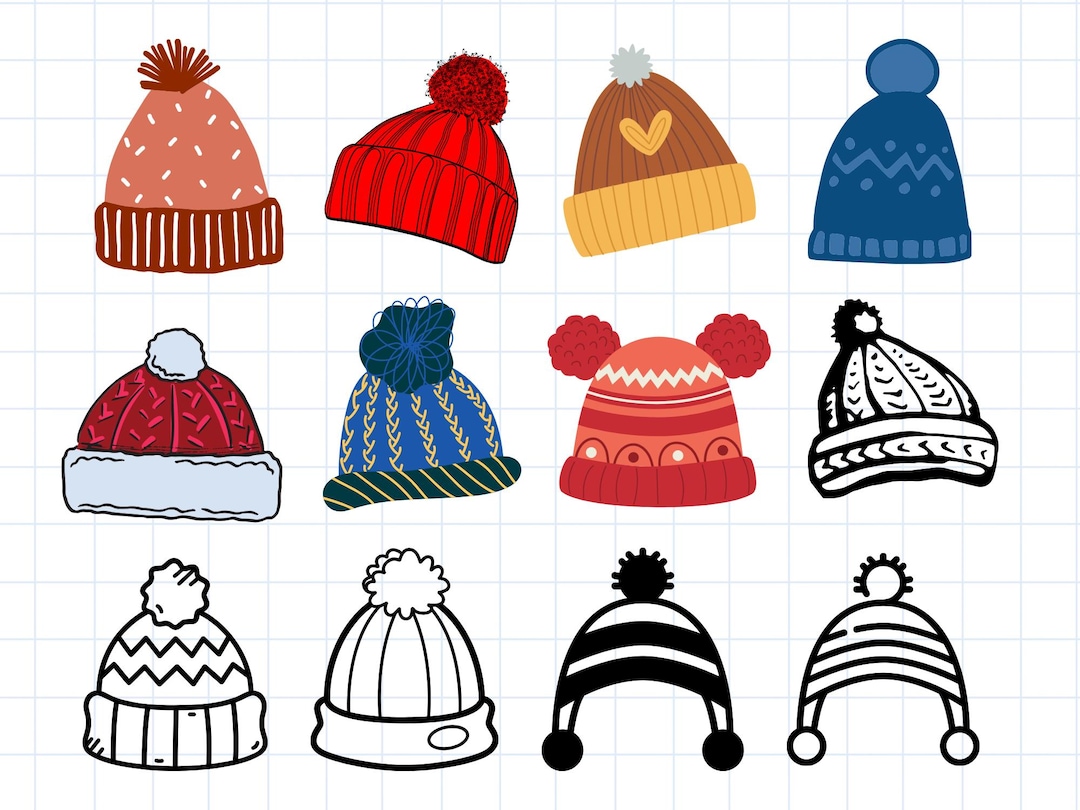 Winter Hat Svg Bundle, Winter Hats Clipart, Warm Scarf Svg,winter Hat ...