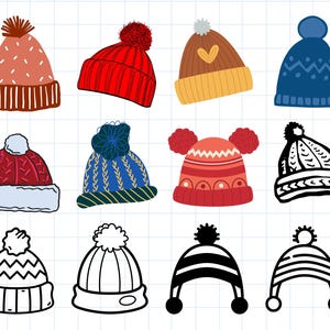 Winter Hat Svg Bundle, Winter Hats Clipart, Warm Scarf Svg,winter Hat ...