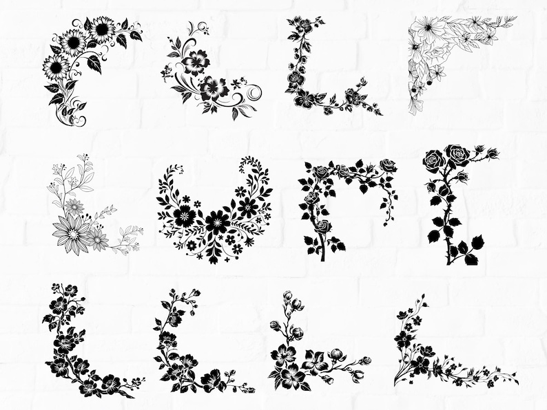 Flower Corner SVG Bundle, Flower Border, Flower Corner, Plant Corner ...