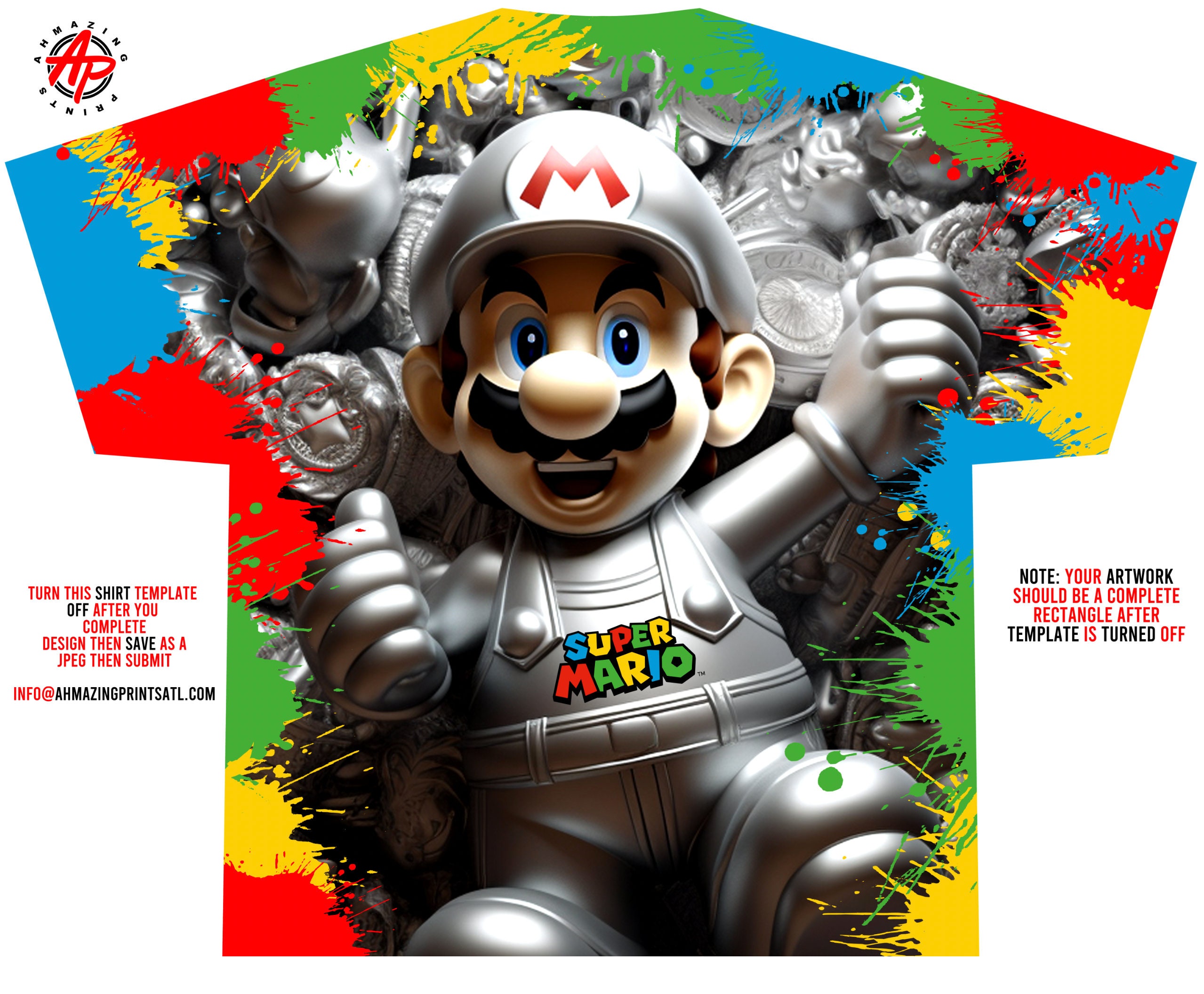 SUPER MARIO Splash photoshop Designer Template - Etsy