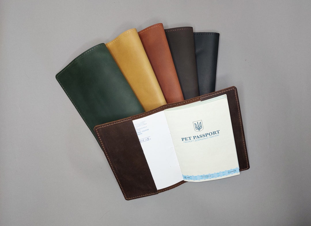 Leather Pet Passport Cover, Leather Document Cover, Dog and Cat ...