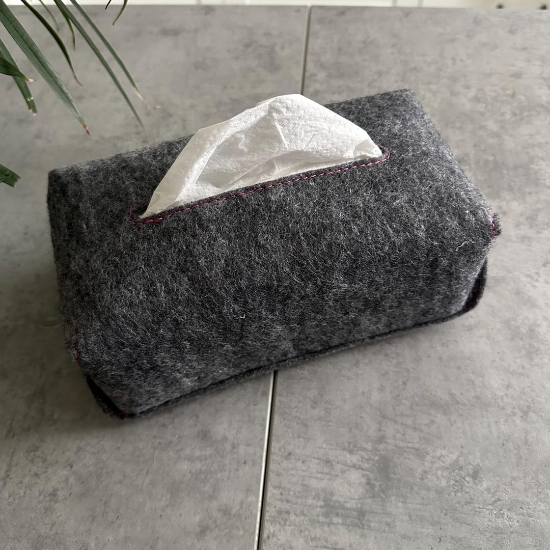 Wool Felt Tissue Box Cover With Decorative Stitching: Scandinavian Home ...