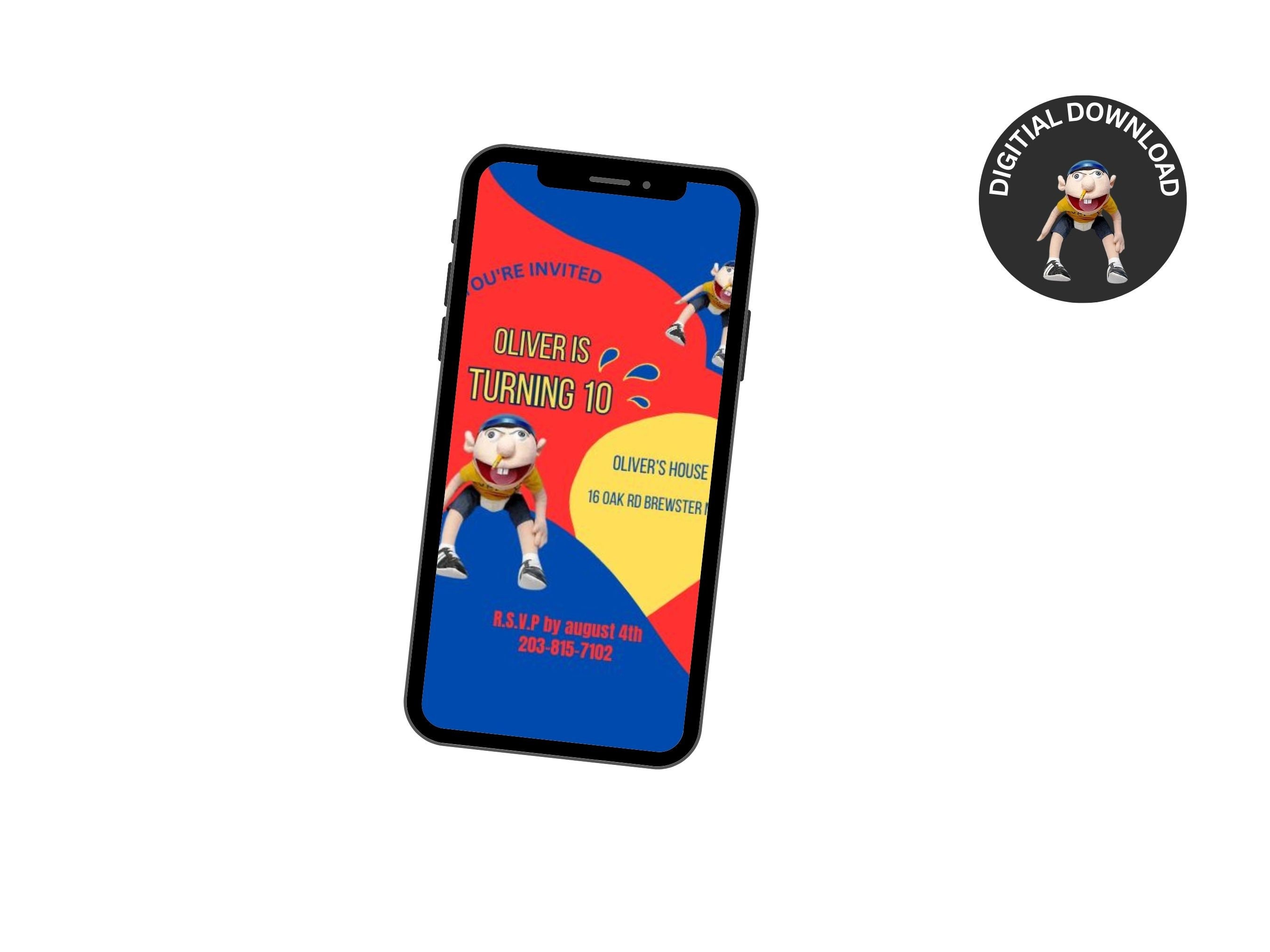 Jeffy Printable or Digital Invite Phone Birthday Invitation - Etsy