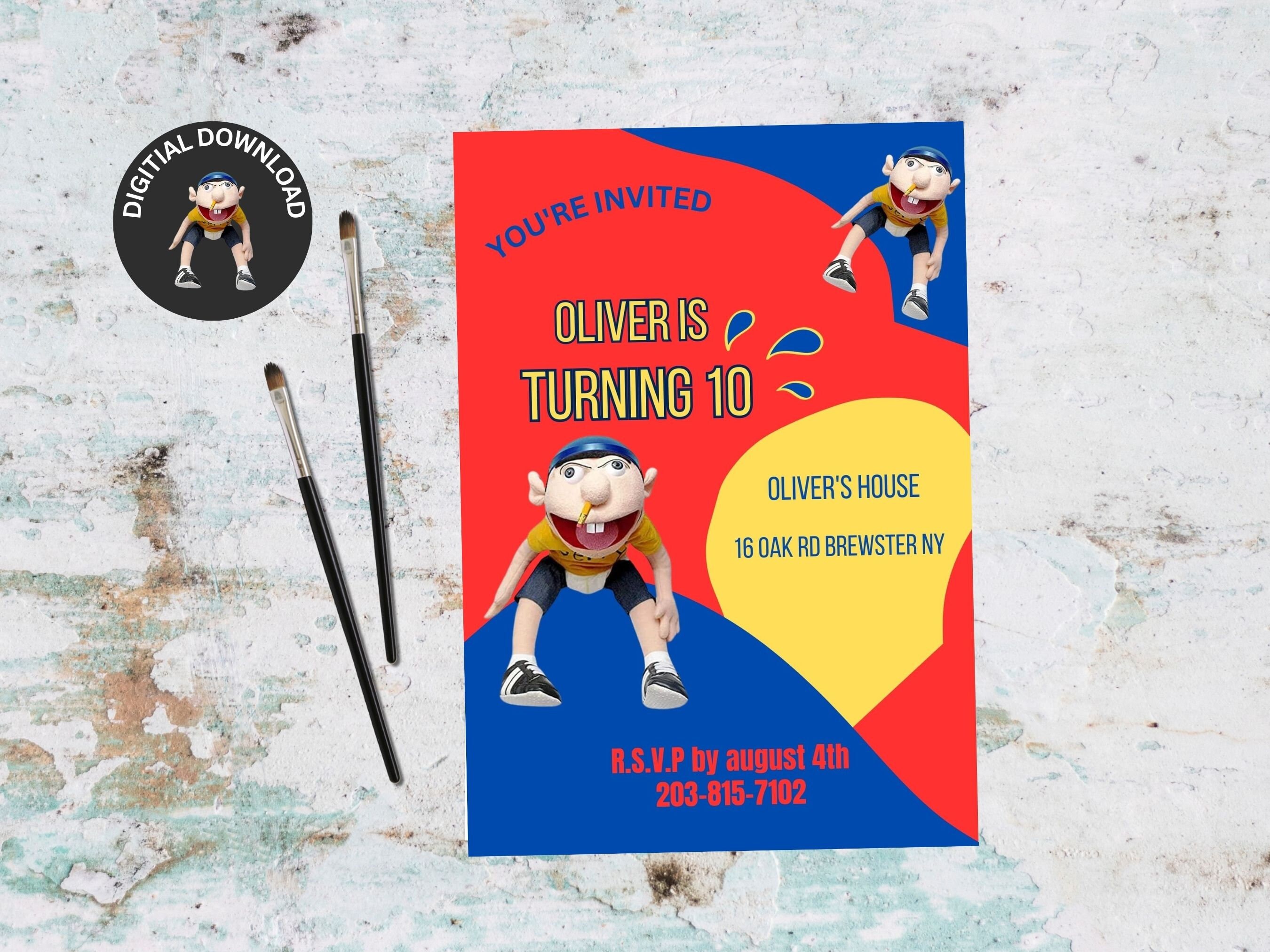 Jeffy Printable or Digital Invite, Phone Birthday Invitation Template ...