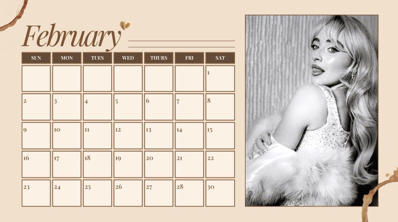 Sabrina Carpenter 2025 Calendar Digital Download - Etsy UK