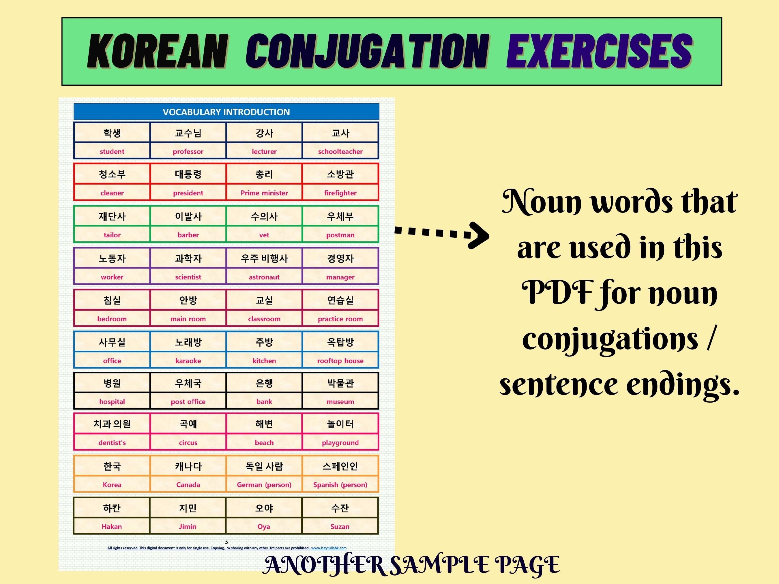 Korean Conjugation Exercise Tables Korean Conjugation Explanation ...