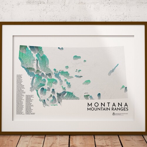 Montana Mountain Ranges Map - Etsy