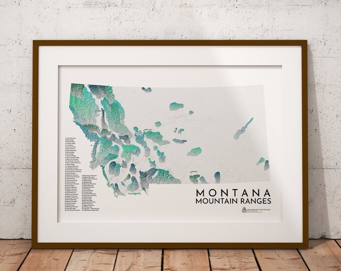Montana Mountain Ranges Map - Etsy