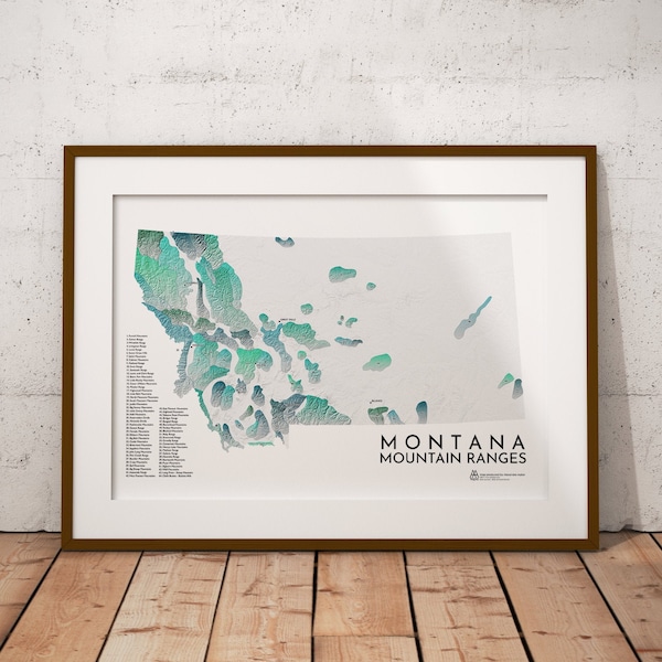 Montana Map With Mountain Ranges - Etsy Montana Map With Mountain Ranges - Etsy