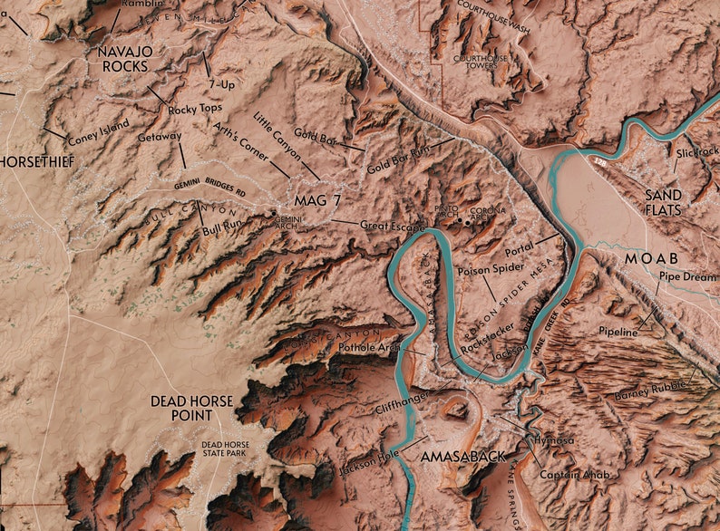 Moab Utah Mountain Bike Trails Map - Etsy