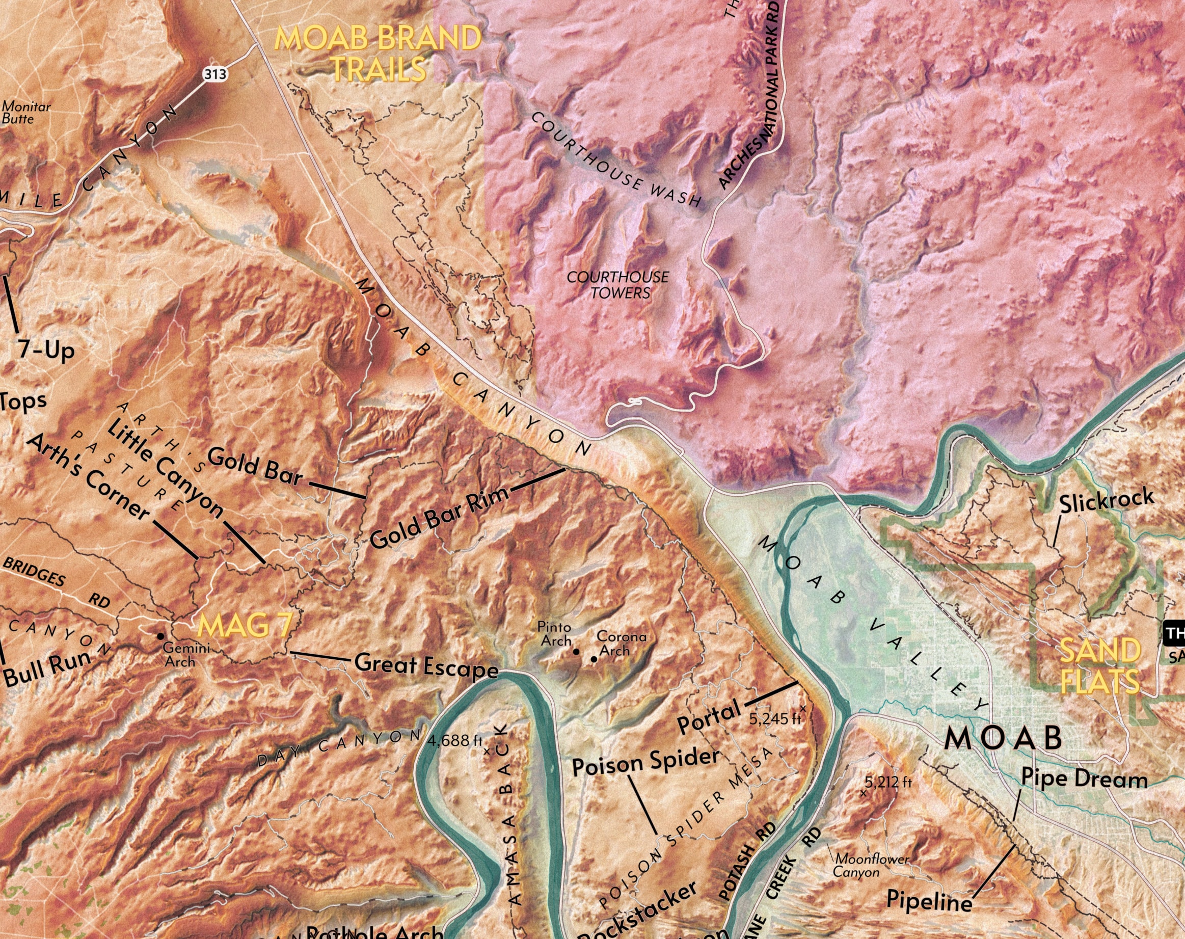Moab Utah, Mountain Bike Trails Map - Etsy
