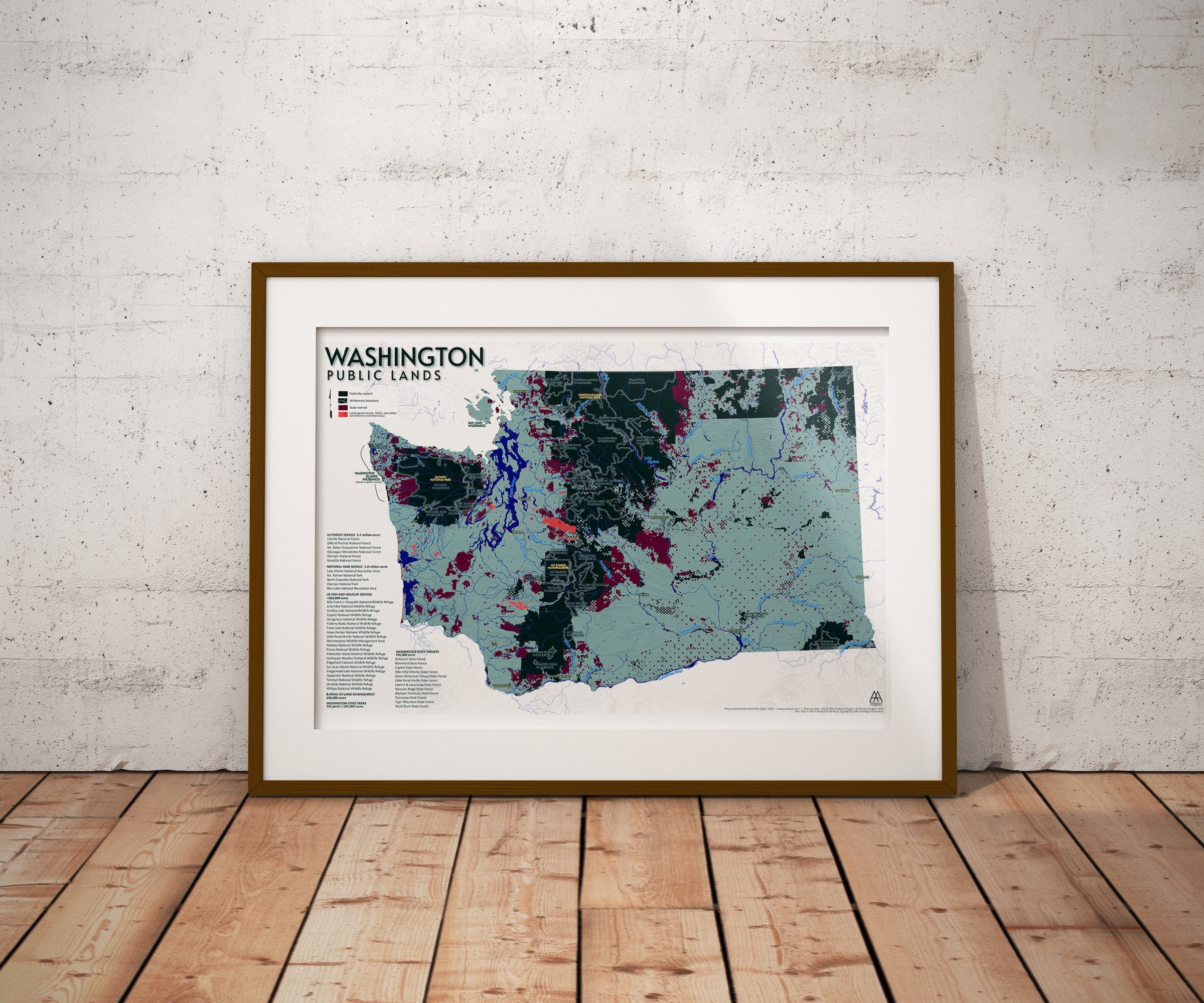 Washington Public Lands Map - Etsy