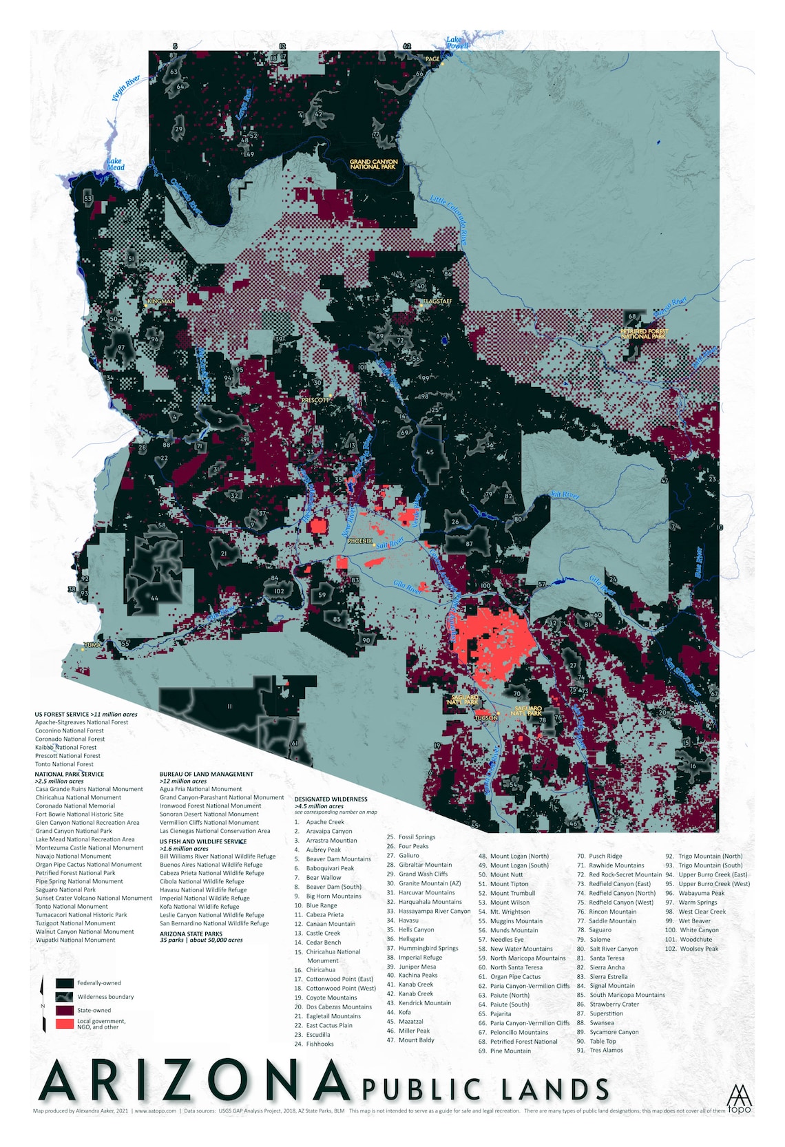 Arizona Public Lands Map - Etsy
