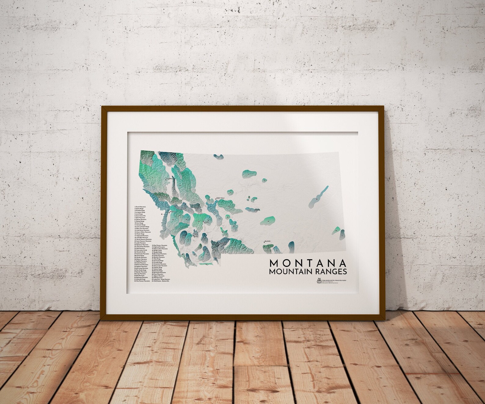 Montana Mountain Ranges Map - Etsy