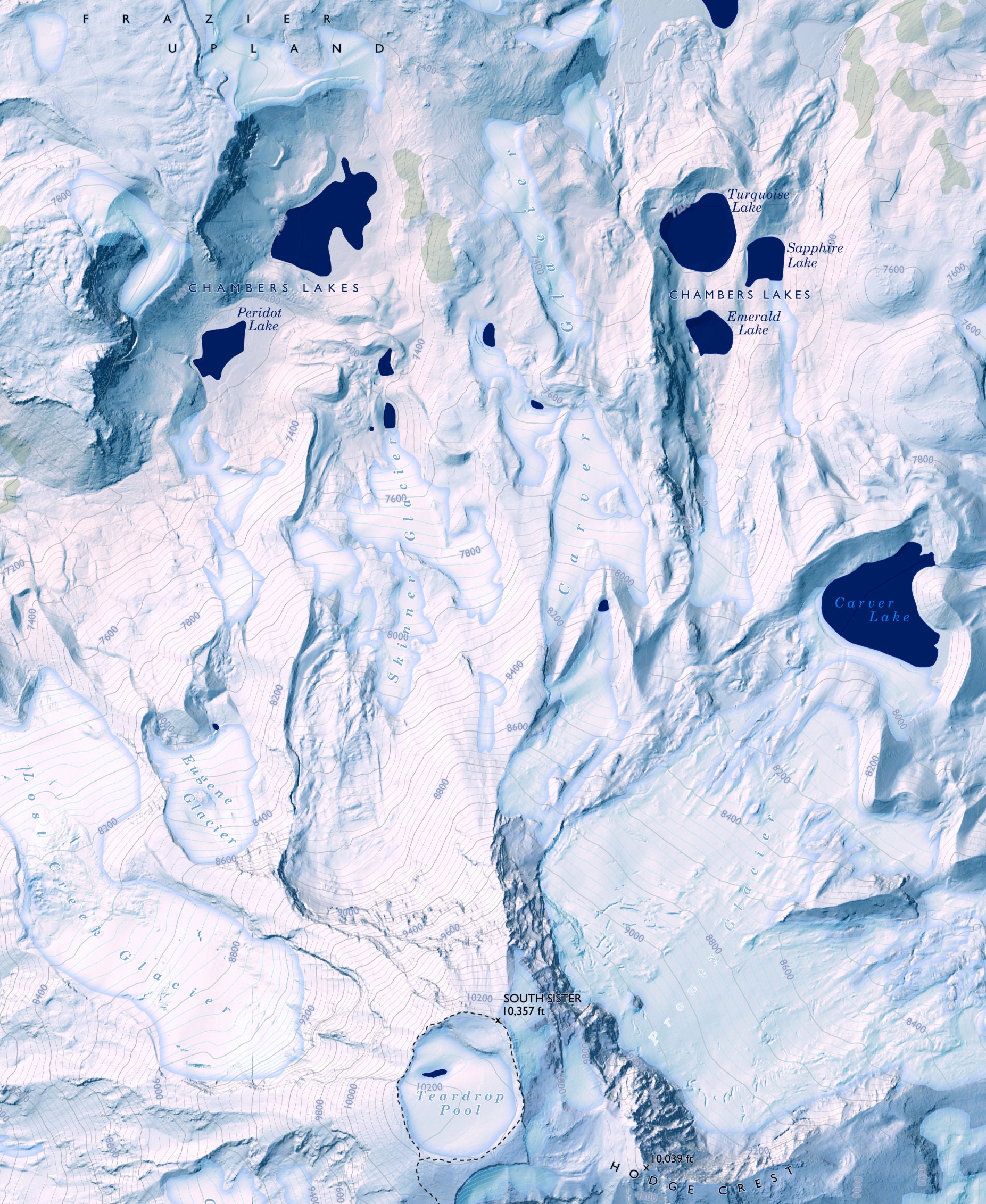 Three Sisters: South Sister Mountain Map Print - Etsy