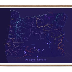 Oregon Rivers Map Print - Etsy