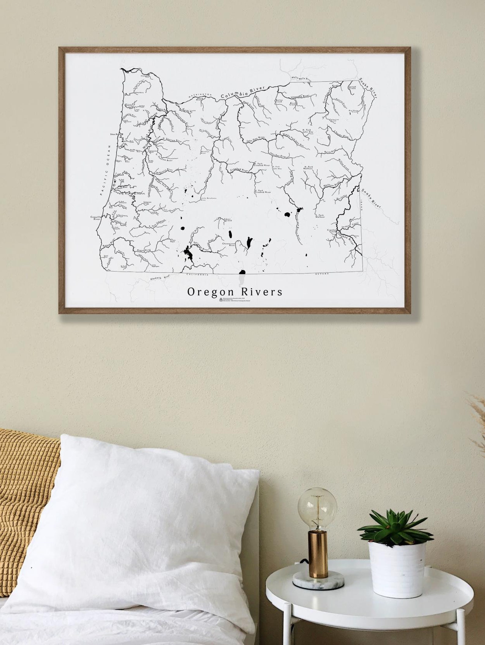 Oregon Rivers Map Print - Etsy