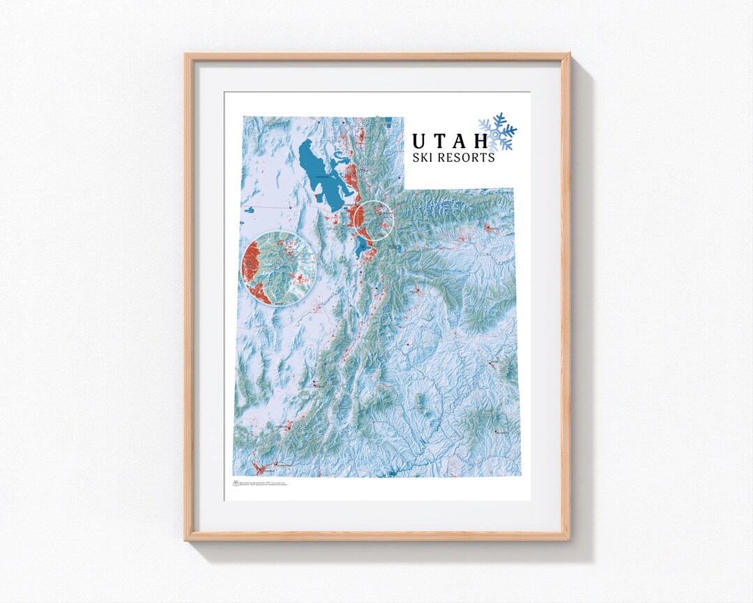 Utah Ski Resorts Topographic Map - Etsy