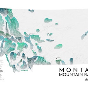 Montana Mountain Ranges Map - Etsy
