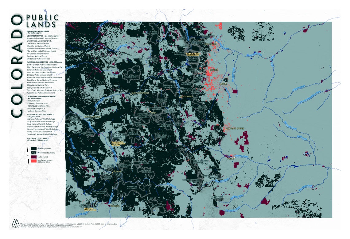 Colorado Public Lands Map - Etsy