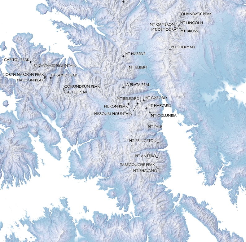 Colorado Fourteeners Map - Etsy