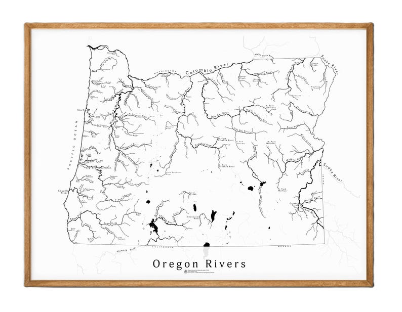 Oregon Rivers Map Print - Etsy